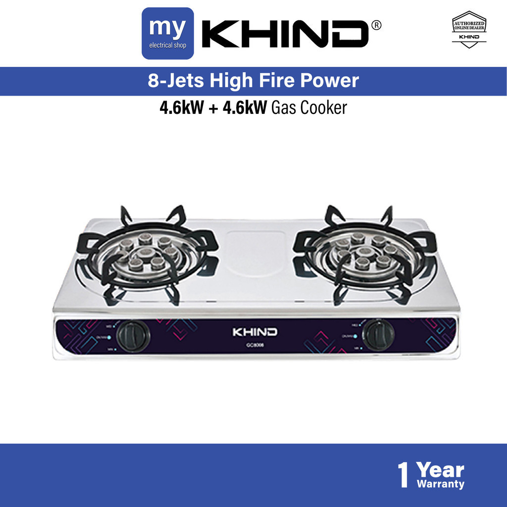 Khind 8-Jets High Fire Power Gas Cooker GC8008 | Shopee Malaysia