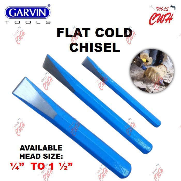 1/4" TO 1 1/2" GARVIN INDIA BLUE FLAT COLD CHISEL PAHAT SIMEN