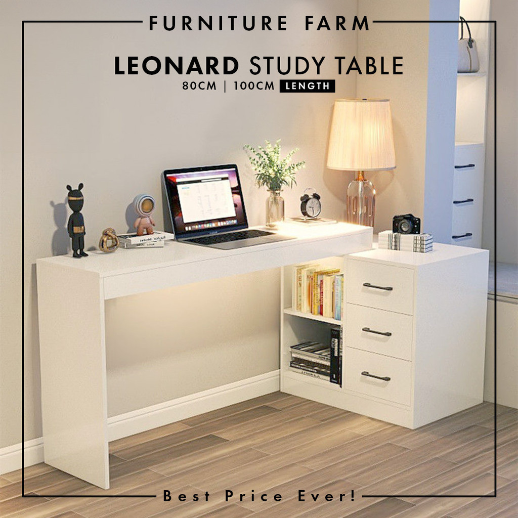 F&F : Leonard study table with drawer/meja belajar/meja study/computer ...