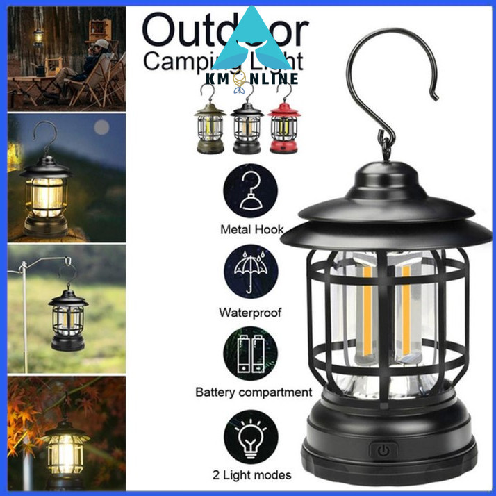 Retro Camping Lamp Outdoor COB Camp Portable Lantern LED Emergency ...