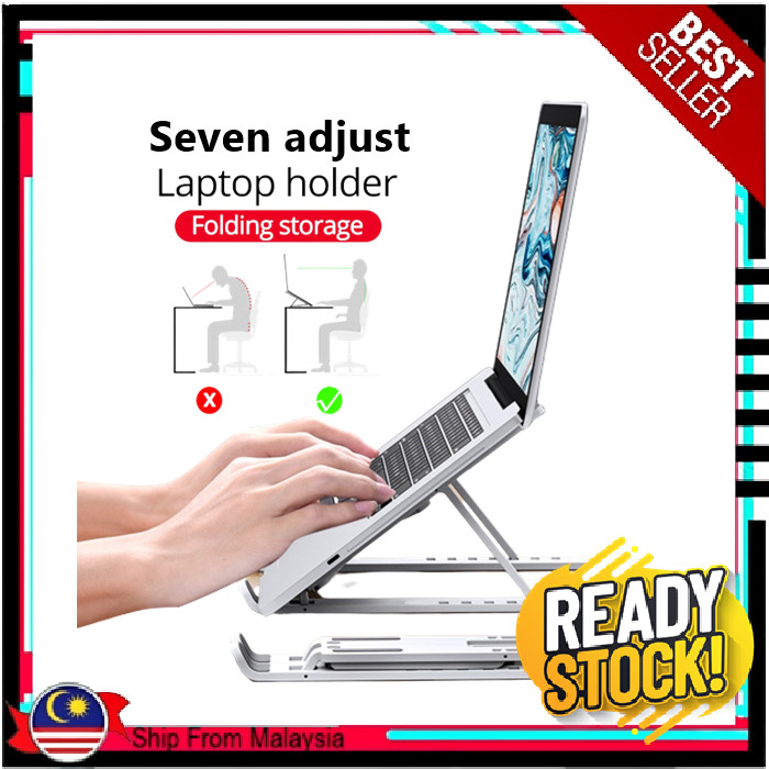 (READY STOCK) Portable Adjustable Height Foldable ABS Plastic Laptop ...