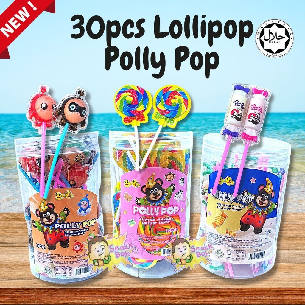 30pcs Polly Pop Assorted Flavour Lollipop Candy / Gula Batang | Shopee ...