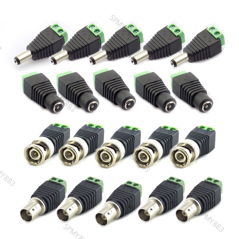 10pcs Balun Connector 12V 2.1*5.5mm DC BNC Male Female Adapter MY8B3 ...