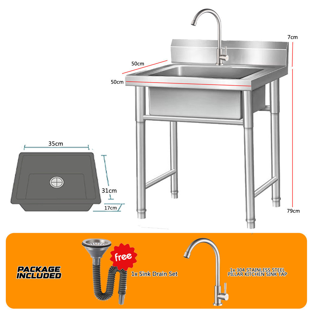 Stainless Steel Kitchen Sink With Sink Stand Sinki Dapur Besi Dengan ...