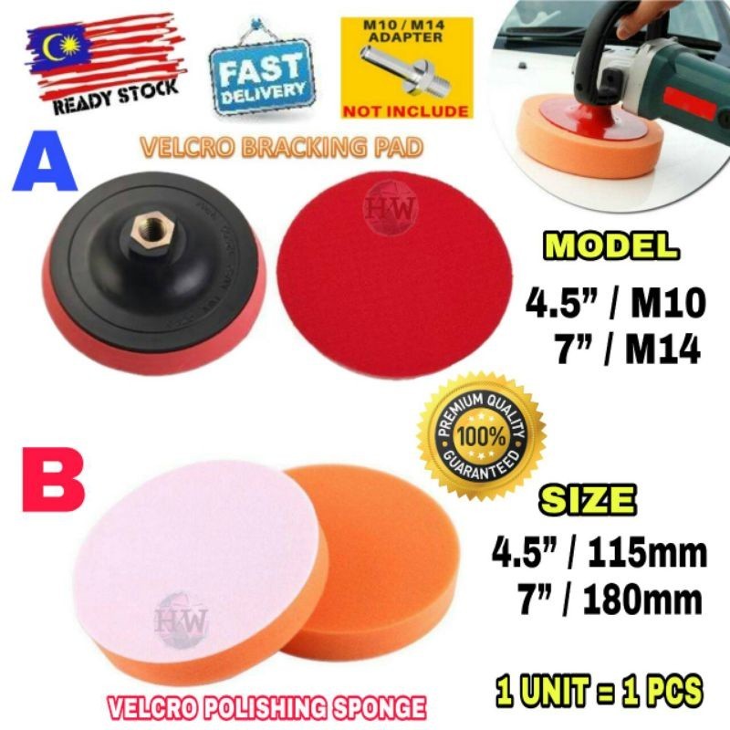 Velcro Polishing Sponge (Flat) 115mm & 180mm / Velcro Bracking pad m10 ...