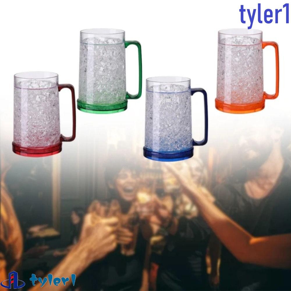 TYLER1 Freezer Ice Beer Mug, Clear Double Wall Cooling Wine Cup ...