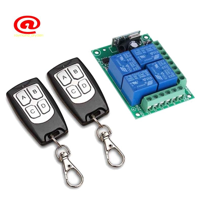 Universal Wireless Remote Control Switch DC 12V 4CH Relay Receiver ...