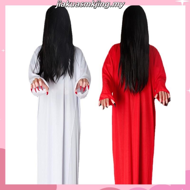 SDEER Female Ghost Costume, White Red Sadako Halloween Costumes, Funny ...