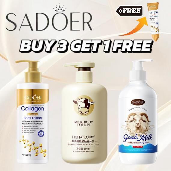 SADOER Body Lotion Viral Full Series (3in1)+(2in1)Milk Body Lotion+ Vitamin C Whitening+ Coconut ...