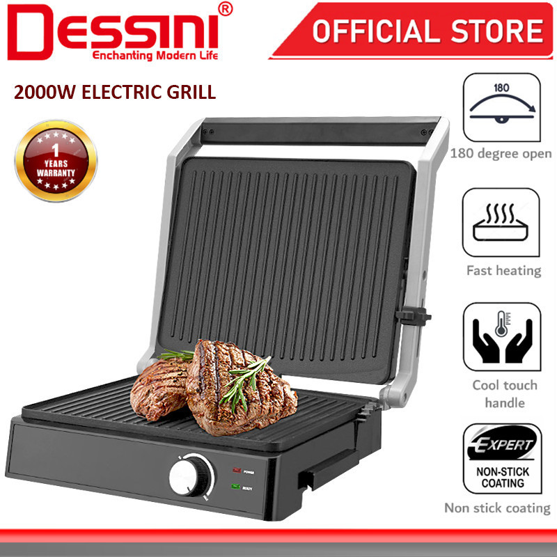 DESSINI ITALY 180° Open Double Sided Electric Pizza Panini Waffle ...