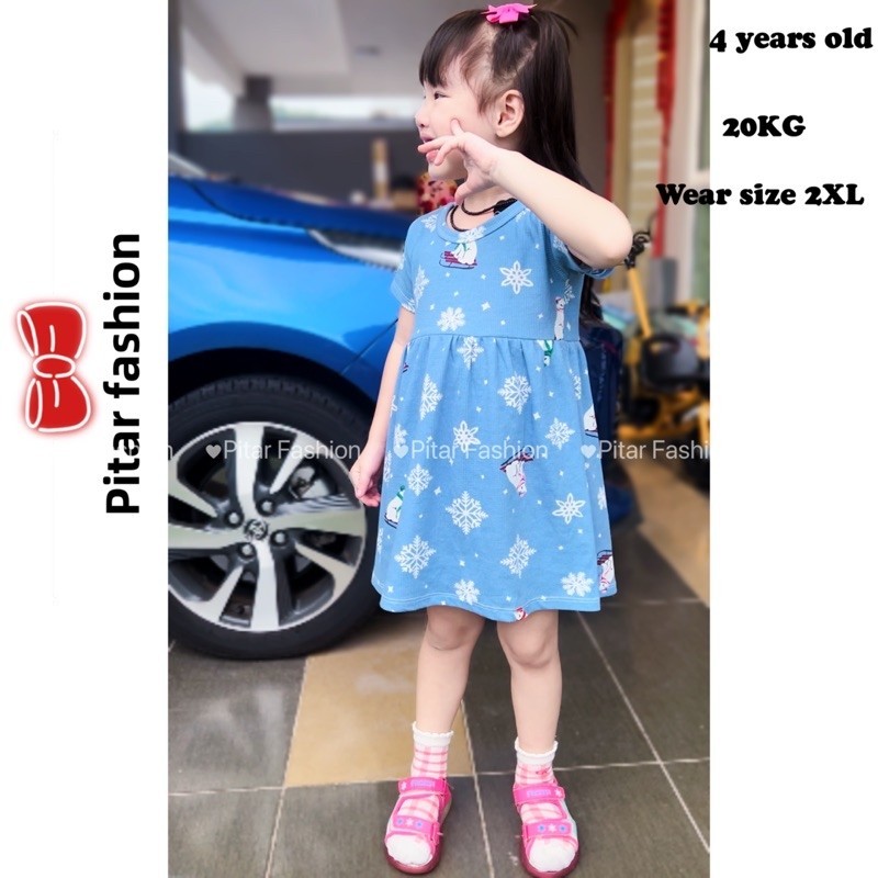(big size3-7Y) Kids Dress Girl Dress Budak Perempuan Murah Cotton Blend ...