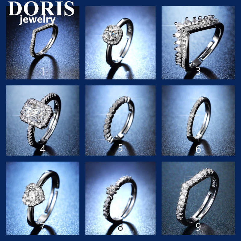 Silver 925 Original Ring For Women S925 Adjustable Couple Rings Cincin Perak Perempuan Diamond ...
