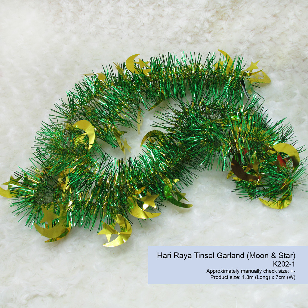 [Ready Stock] Hari Raya (Ketupat, Moon & Star) Tinsel Garland In ...