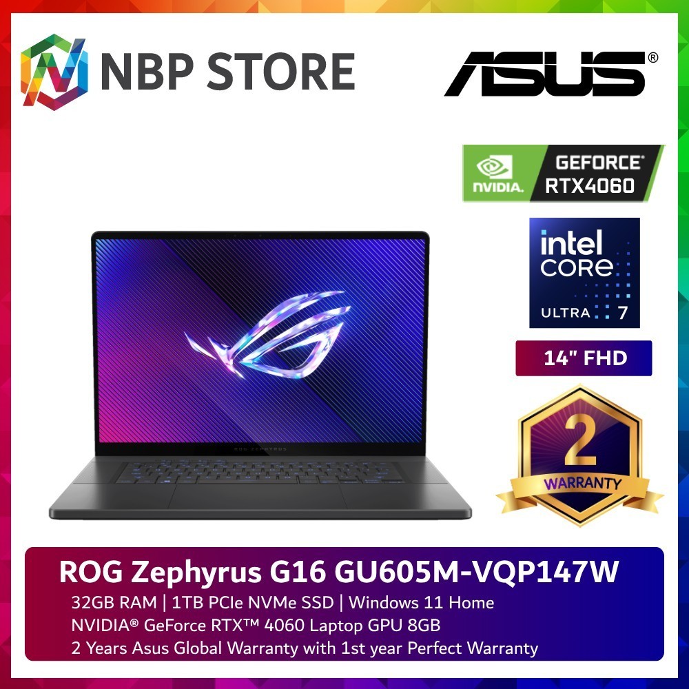 Asus ROG Zephyrus G16 GU605M-VQP147W 16'' 2.5K+ 240Hz Gaming Laptop ...