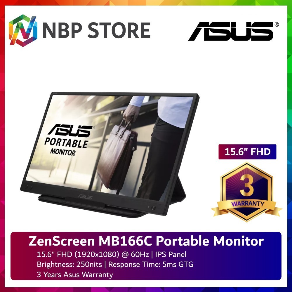 ASUS ZenScreen MB166C 15.6" FHD IPS Portable USB Monitor Black ( 3 Yrs ...