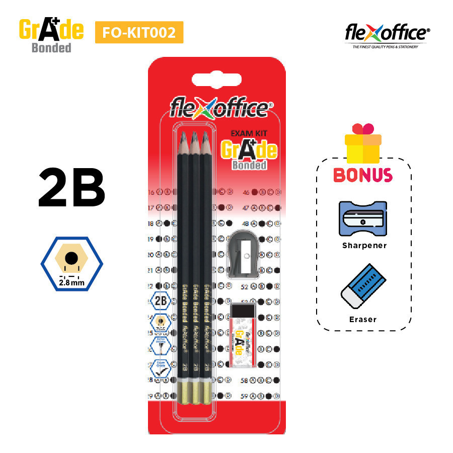 FlexOffice Wood-Cased Pencils (Set of 6) [Free Sharpener & Eraser] FO-KIT002 | Shopee Malaysia