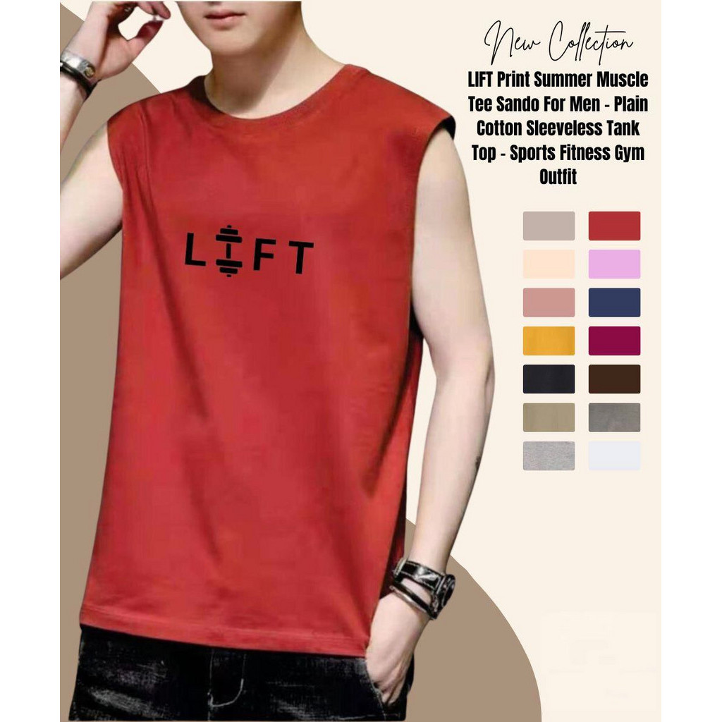 JEA LIFT Print Summer Muscle Tee Sando For Men - Sports Fitness Gym ...