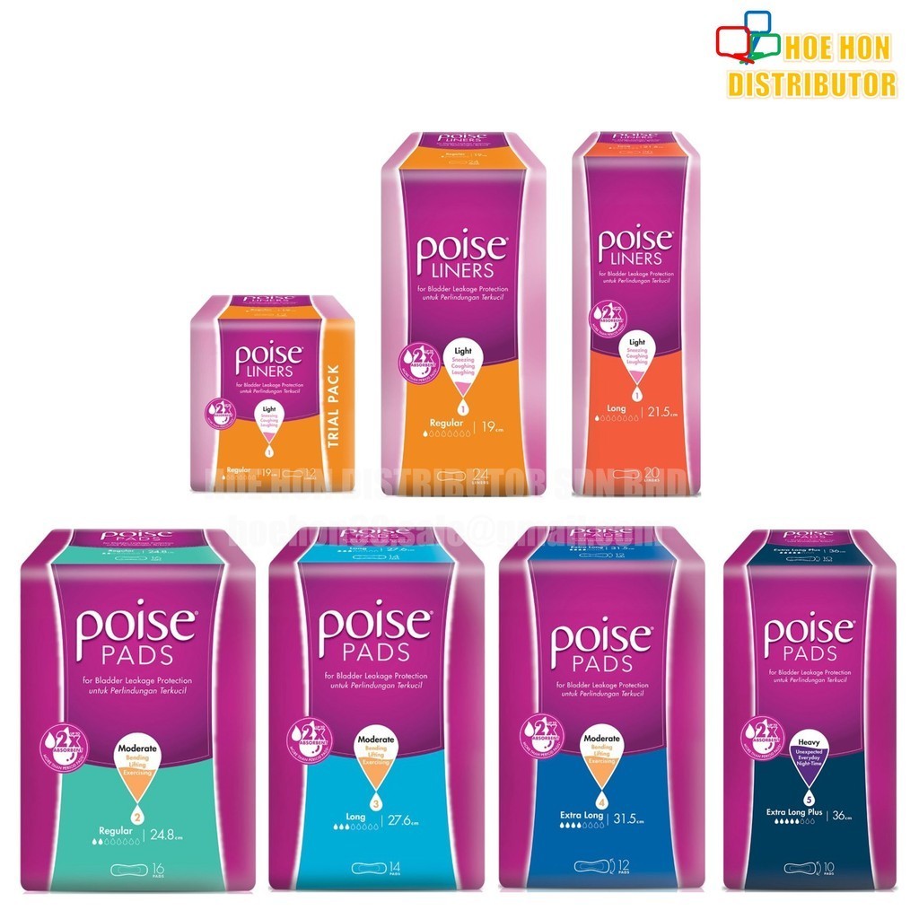 Poise Incontinence Sanitary Pads / Liners Light Moderate Heavy Urine ...