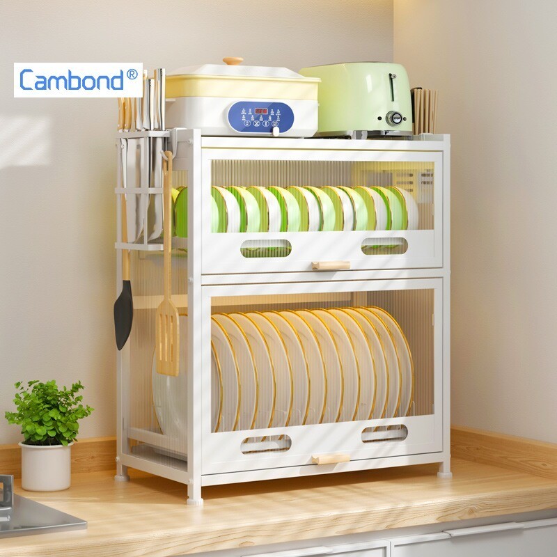 Cambond Dish Rack with Cover Dish Drainer Kitchen Storage Cabinet with ...