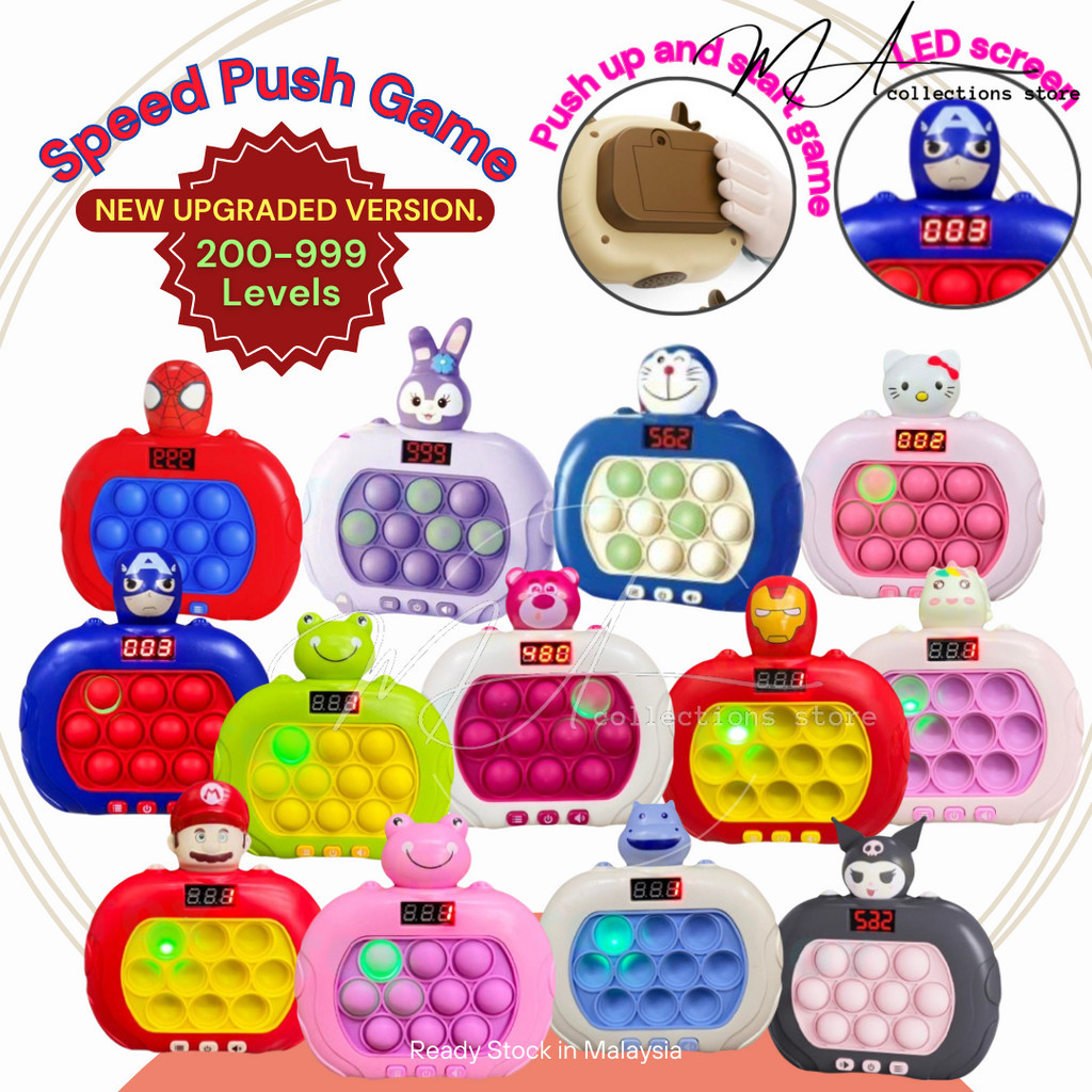 Ready Stock !!! [ Display Screen ] 999 Level Pop It Electronic Quick Game Speed Push Game ...