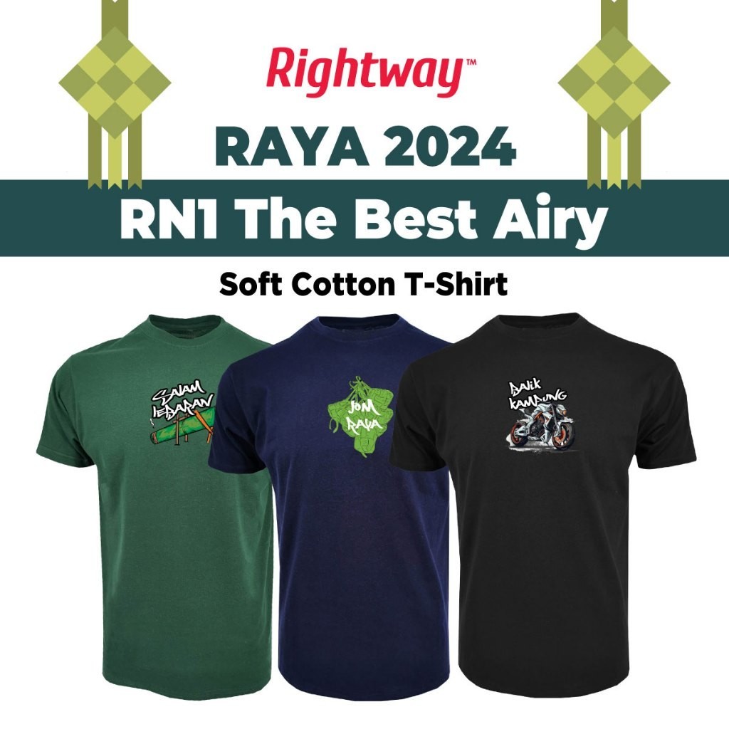 RIGHTWAY Selamat Hari Raya Aidilfitri 2024 Cotton T-Shirt Middle Design ...