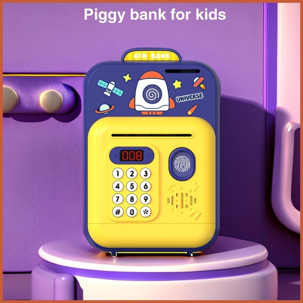 Kids Electronic Piggy Bank Rabbit Pattern Simulated Fingerprint Piggy ...