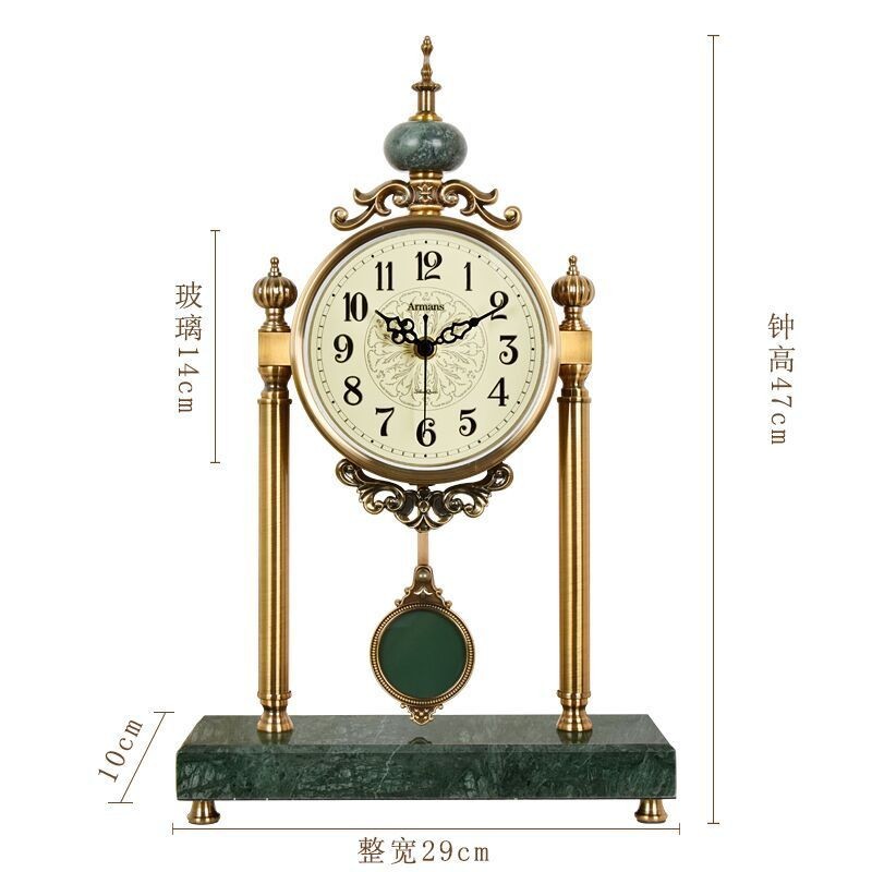 European Style Living Room Metal Desk Clock Ornament Clock Table Clock ...