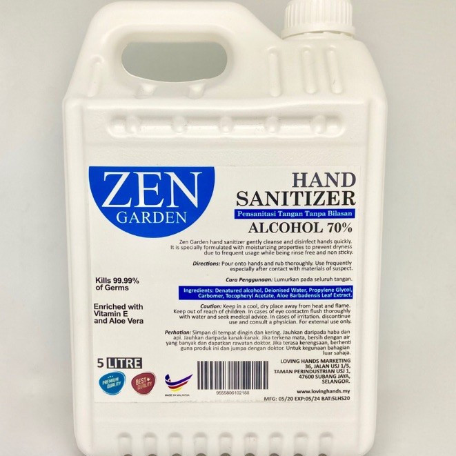 ( Promo EXP : 06/2023 ) Zen Garden Hand Sanitizer Alcohol 70% ( 5 L ...