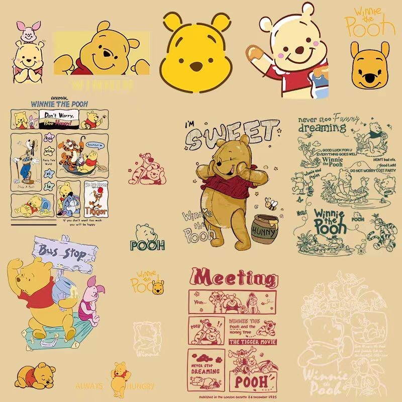 Pooh Bear themed cartoon cute hot stamping stickers for fashionable ...