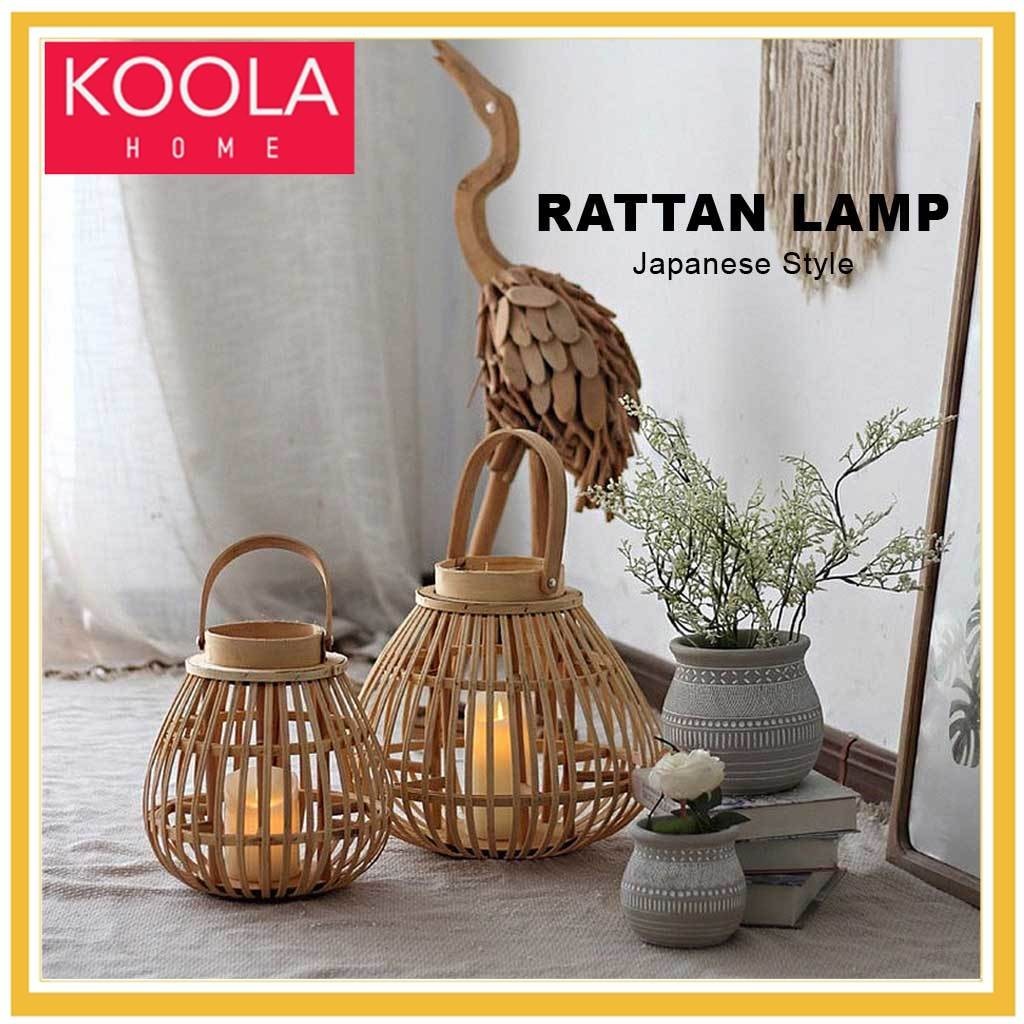 KOOLA Japanese Style Lampu Ratan Raya Rattan Woven Lantern Floor Lamp ...