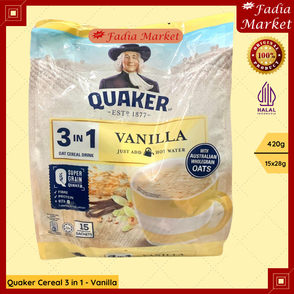 Quaker Cereal Wheat Vanilla 3 in 1 Malaysia Sachet 420g 15x28g | Shopee Malaysia
