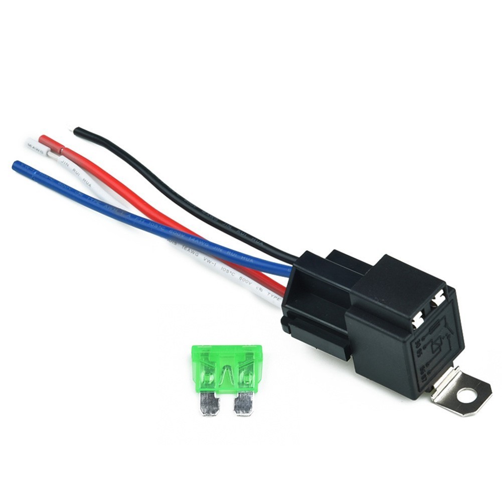 (MULSTORE) High Quality 12V Relay 4 pin with Socket Base/Wires/Fuse ...