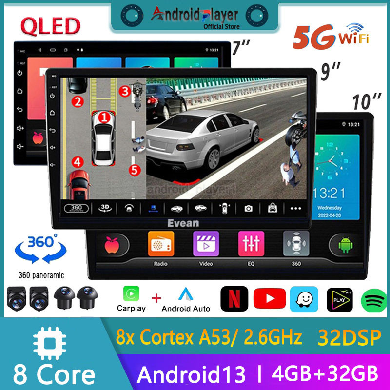 【4GB+32GB Carplay】QLED Octa Core 360 Panorama Camera Android Player Navigation Radio Kereta Head ...