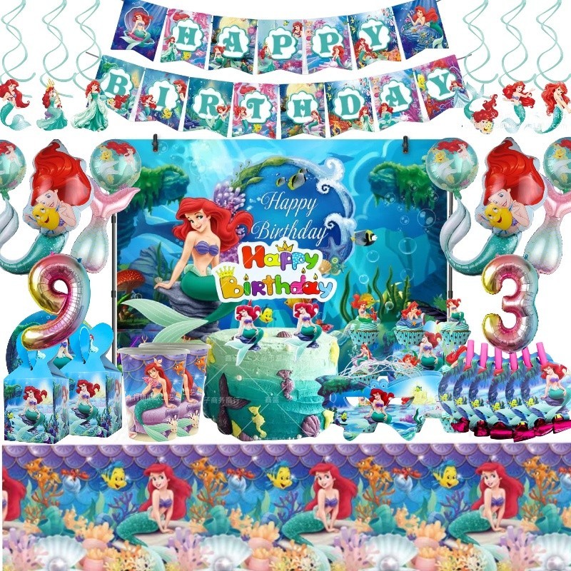Ariel Disney Mermaid Princess Birthday Party Decoration Children's ...
