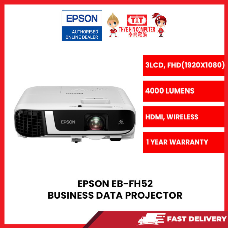 EPSON EB-FH52 FULL HD 3LCD 4000 LUMENS BUSINESS DATA PROJECTOR BUILTIN WIRELESS | Shopee Malaysia