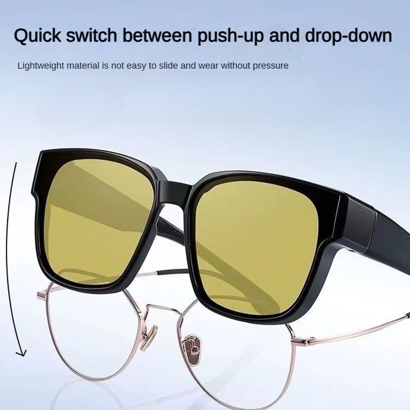 Fit Over Glasses Men Women UV400 Wear Over Glasses Anti-Glare Cover ...