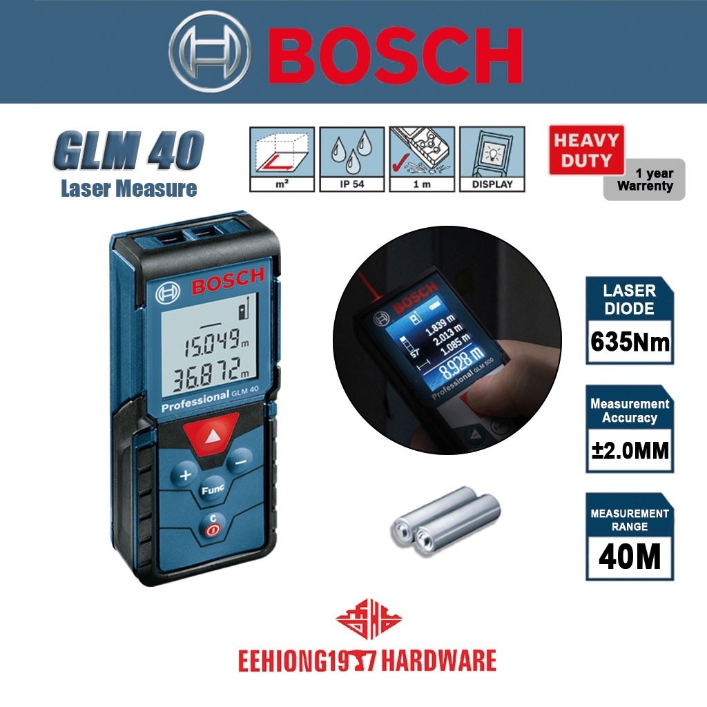 BOSCH GLM 40 Compact Robust Easy Laser Measure GLM40 Pengukur Jarak ...