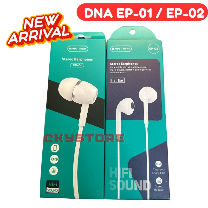 DNA EP-01 / EP-02 HIFI SOUND STEREO EARPHONE CLEAR AND SHARP BASS ...