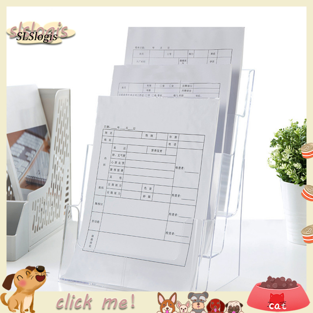 SGW_ A4 Size File Organizer Acrylic Brochure Display Stand Clear ...
