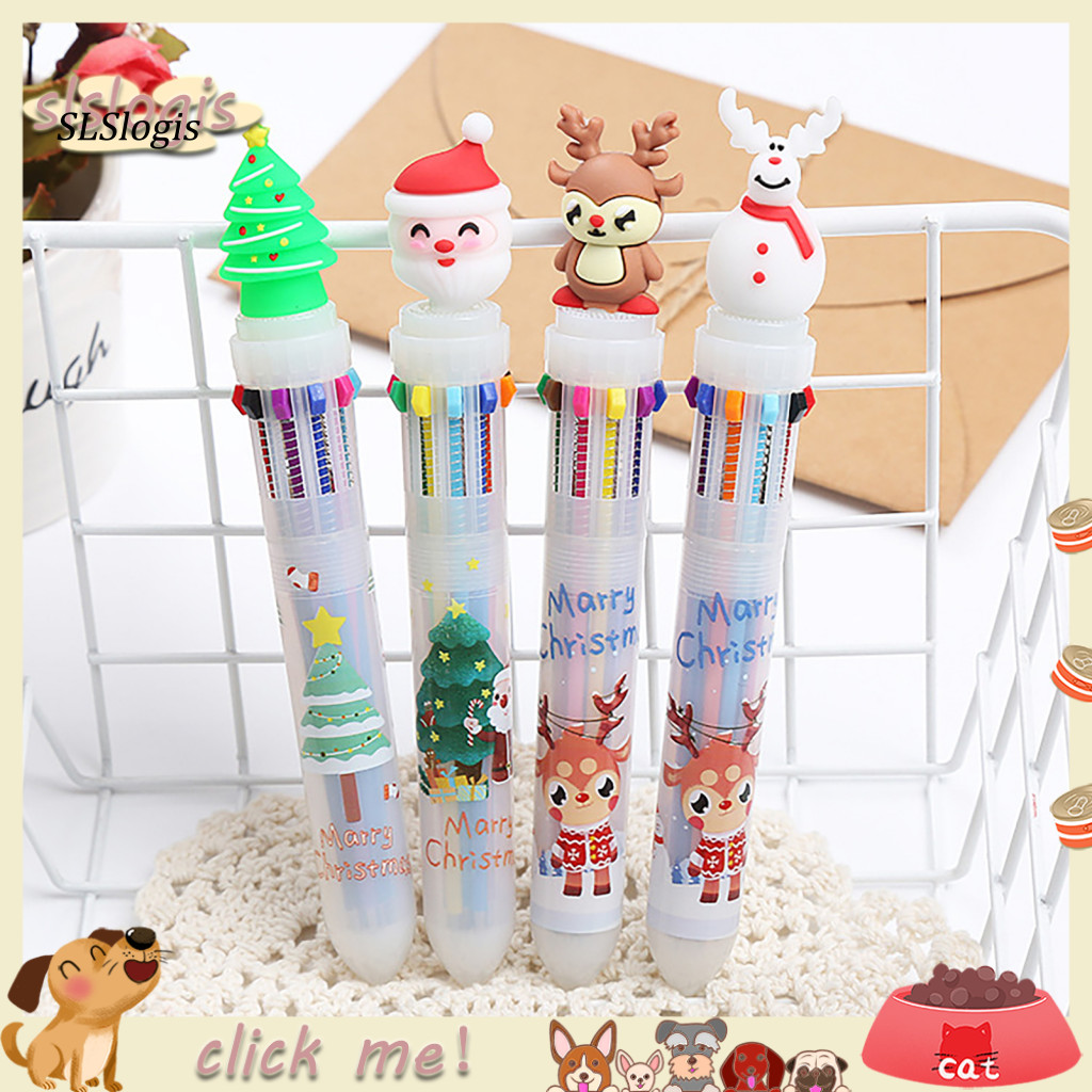 SGW_ Christmas Themed Ballpoint Pen Multi-color Plastic 10 Colors ...