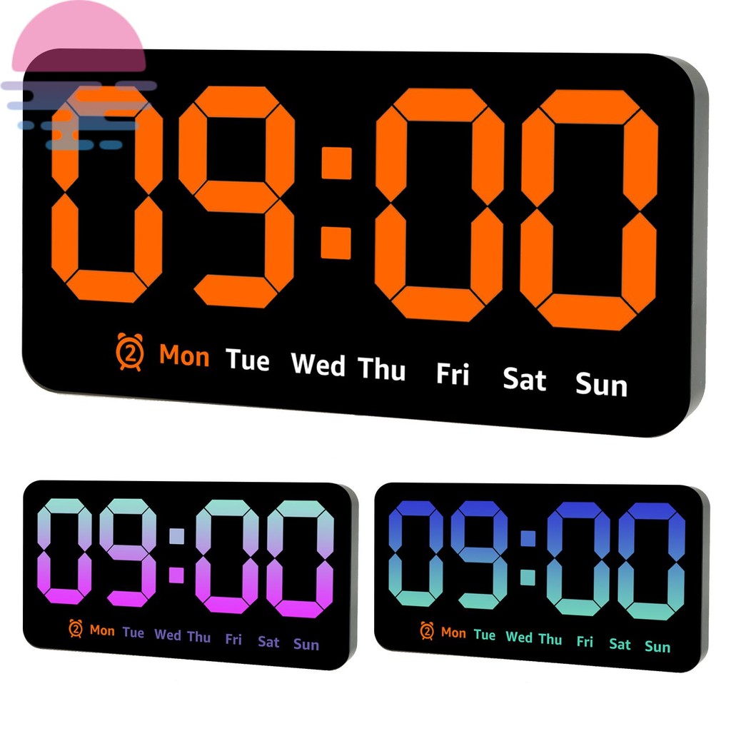 Digital Wall Clock 8.5 Inch Large Display LED Alarm Clock with Date ...