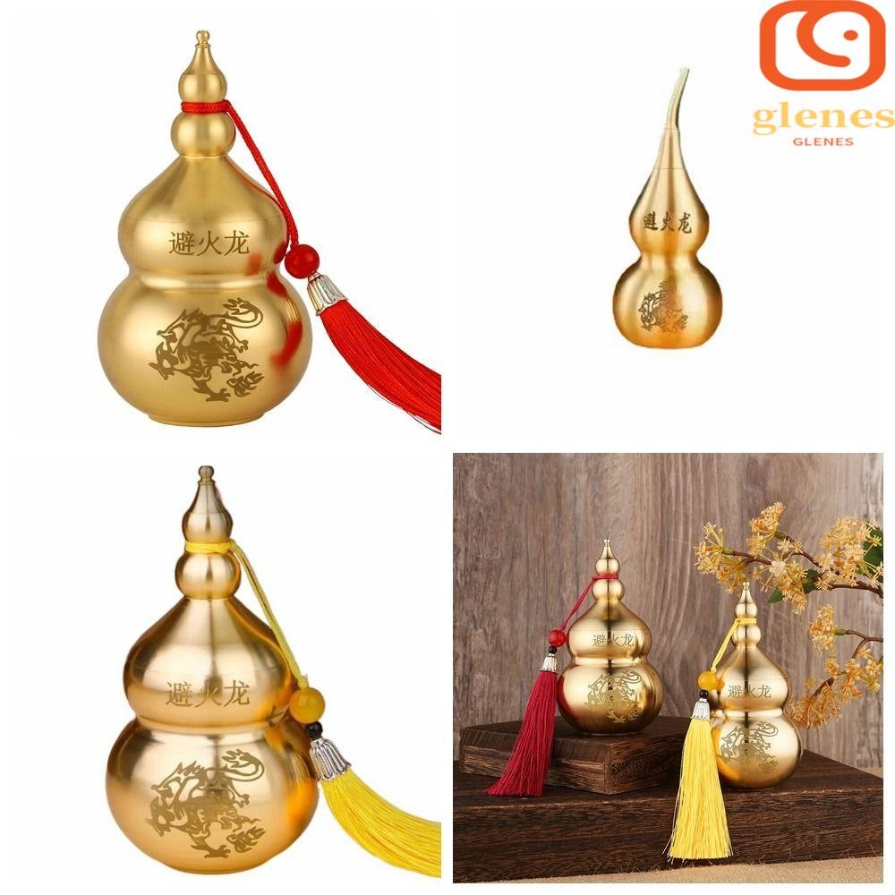 GLENES Copper Gourd, Brass Chinese Style Fire-avoiding Dragon Gourd ...