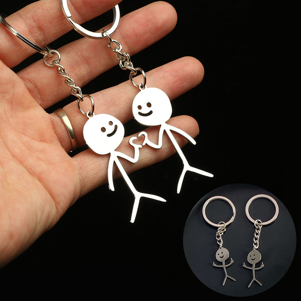 1PC/2PCS Funny Doodle Keychain Stickman Patterns Fxxk You Middle Finger ...