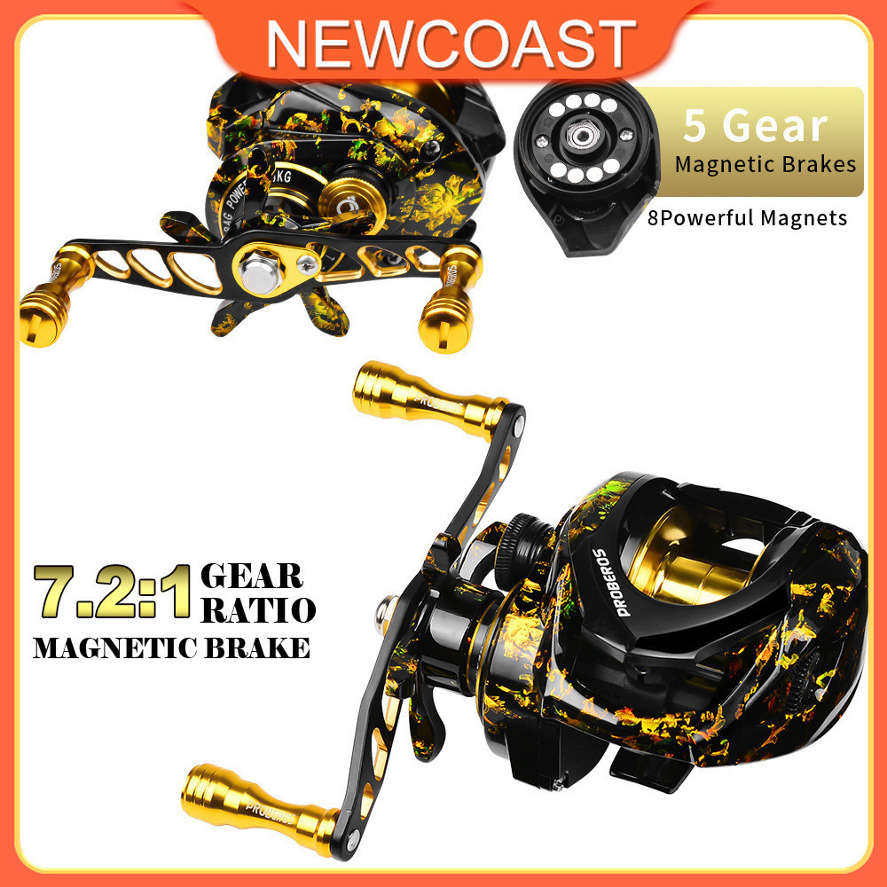 PROBEROS Reel Bc 7.2:1 Gear Ratio Fishing Reel Metal Spool 8kg Max Drag ...