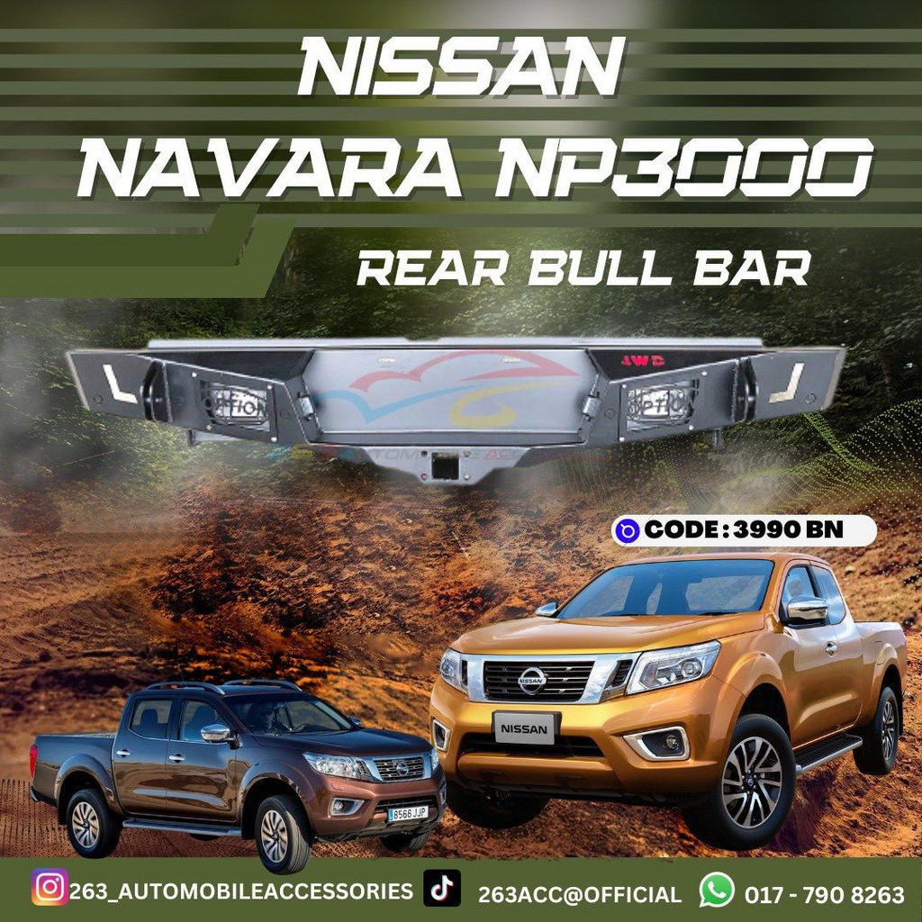 NISSAN NAVARA NP300 2016-2020 REAR BULL BAR BUMPER WITH LIGHT 'OPTION ...