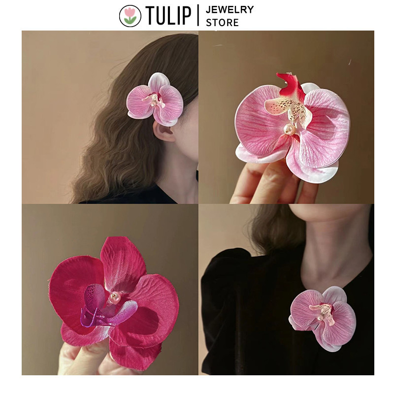 Phalaenopsis Flower Hair Clip Side Clip Women Hair Accessories Flower ...