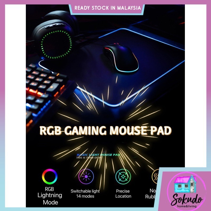 USB RGB Colour LED Lighting Gaming Mouse Pad Computer Laptop Notebook ...
