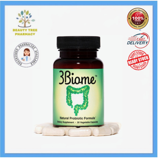3Biome - Natural Probiotic Formula Gut Health 30 Vegetable Capsules ...