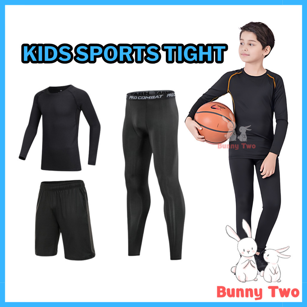 unisex kids sports tights set baju inner budak kids tight compression ...