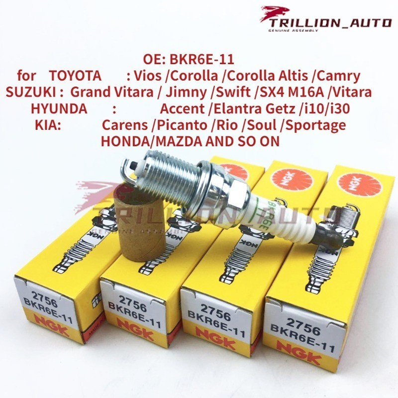 4pcs NGK BKR6E-11 Spark plug for TOYOTA/ SUZUKI /HYUNDAI /KIA /MAZDA ...